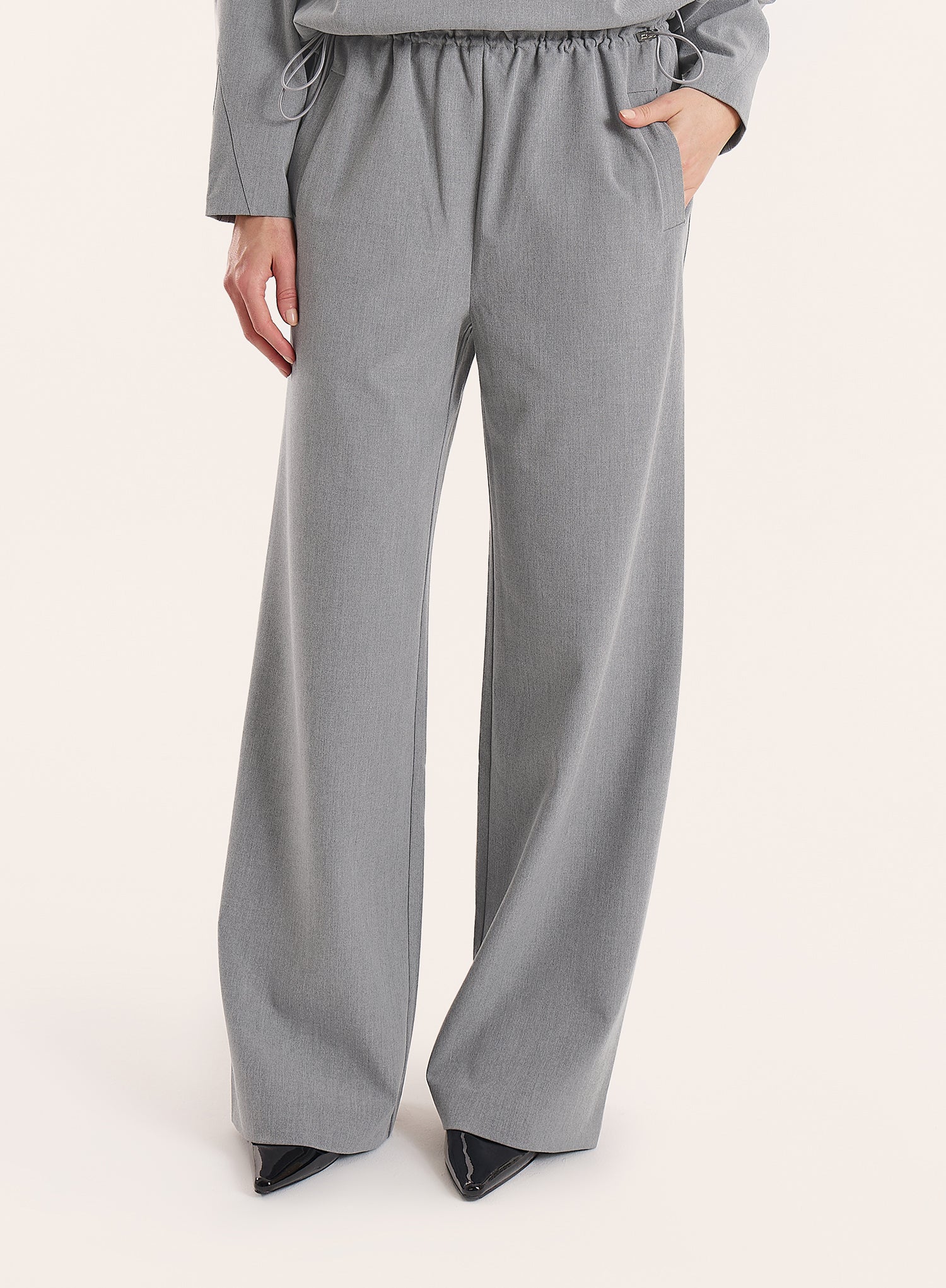 Women's Grey Toggle Waist Trousers | Dara | 4th & Reckless