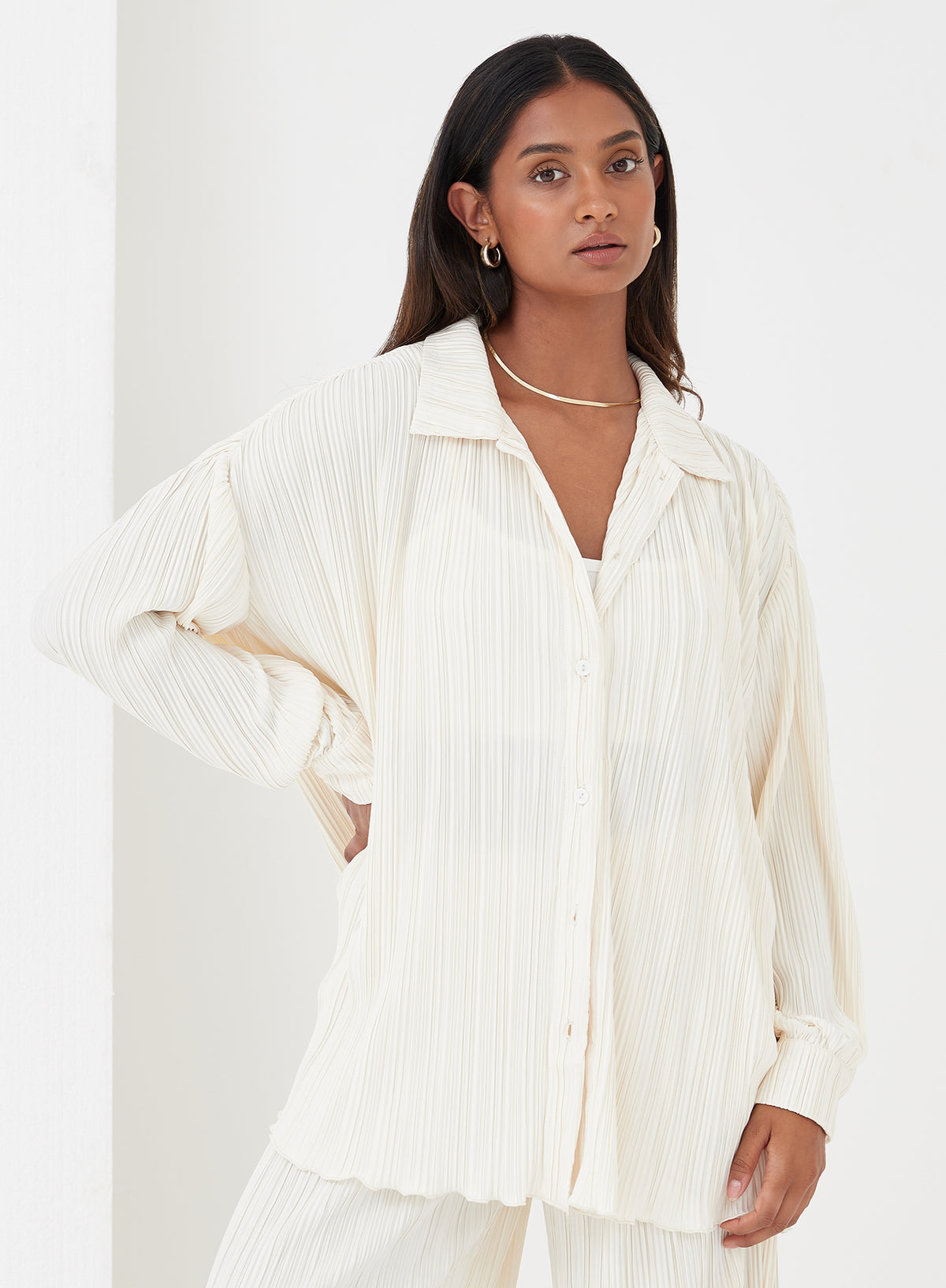 Women's Cream Plisse Shirt | Palais | 4th & Reckless